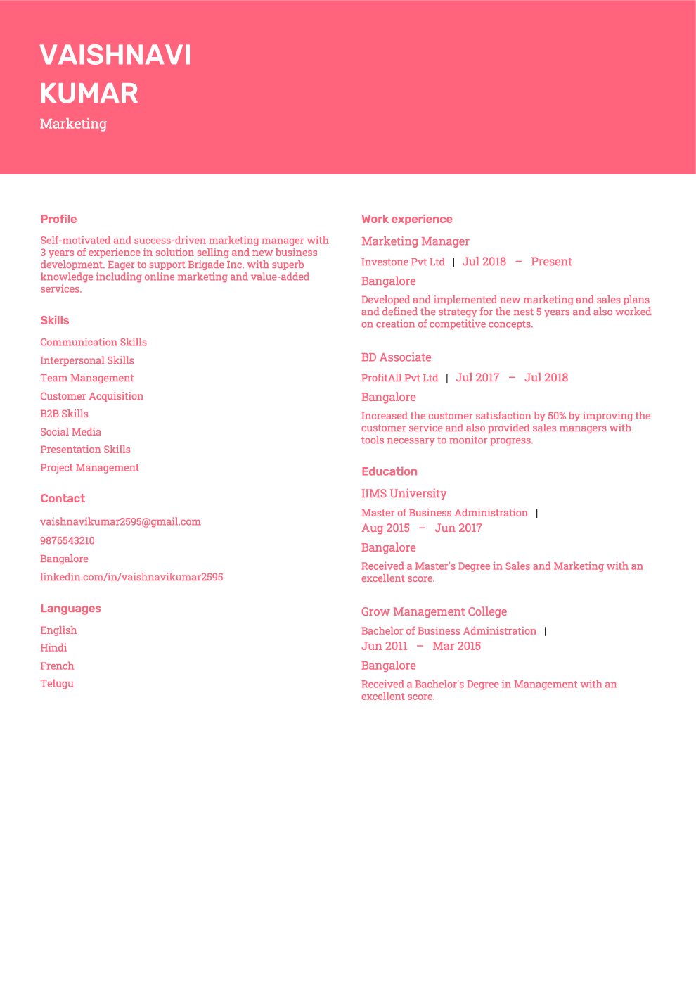 Resume Builder - Create Professional Resume for Free | Workruit